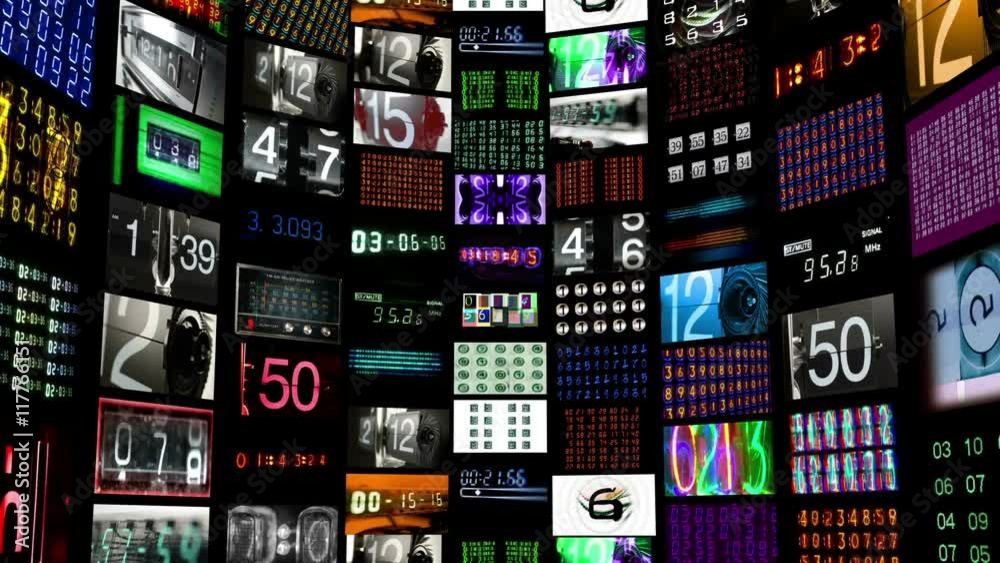 Screens displaying numbers time and data Stock Video | Adobe Stock