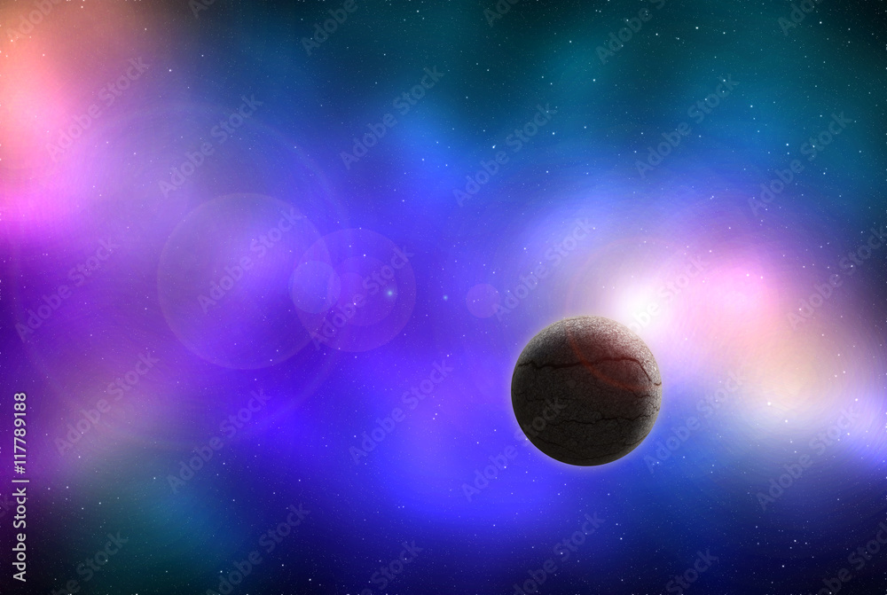 Digital illustration of an imaginary deep space scene with starry ...