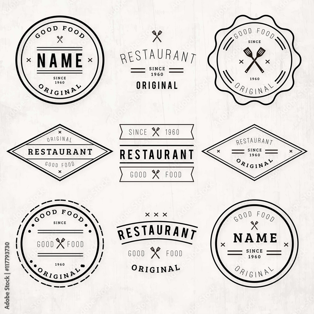 Vintage restaurant logos pack Stock Vector | Adobe Stock