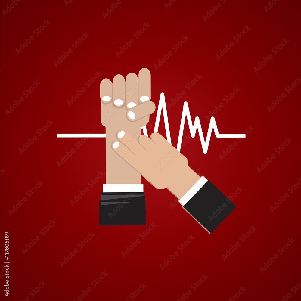 Fingers Checking Pulse Medical Concept Vector Illustration Stock ベクター ...