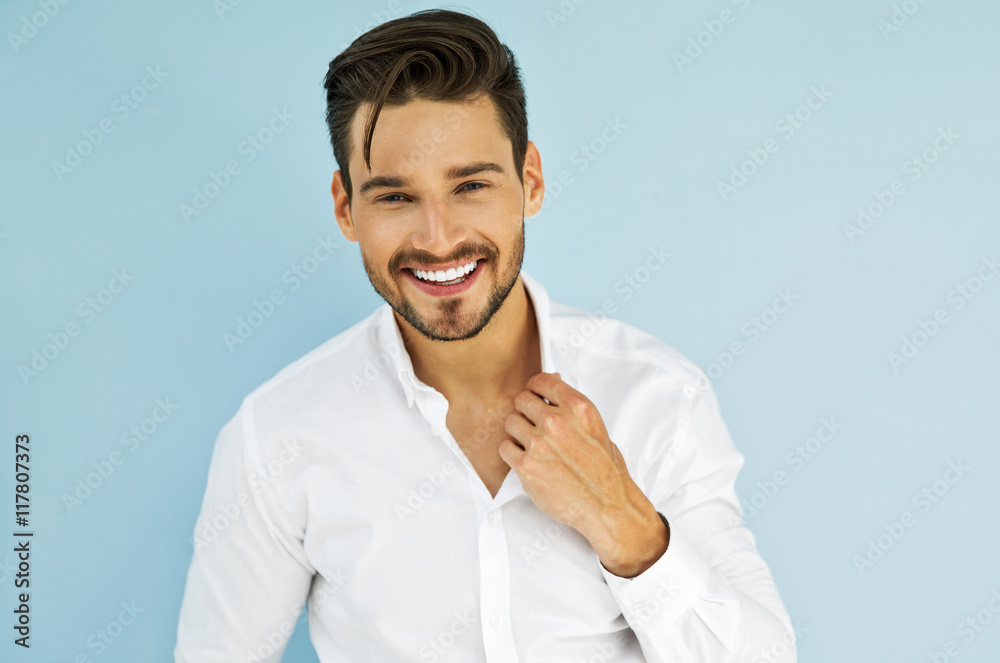 Sexy smiling male model Stock Photo | Adobe Stock