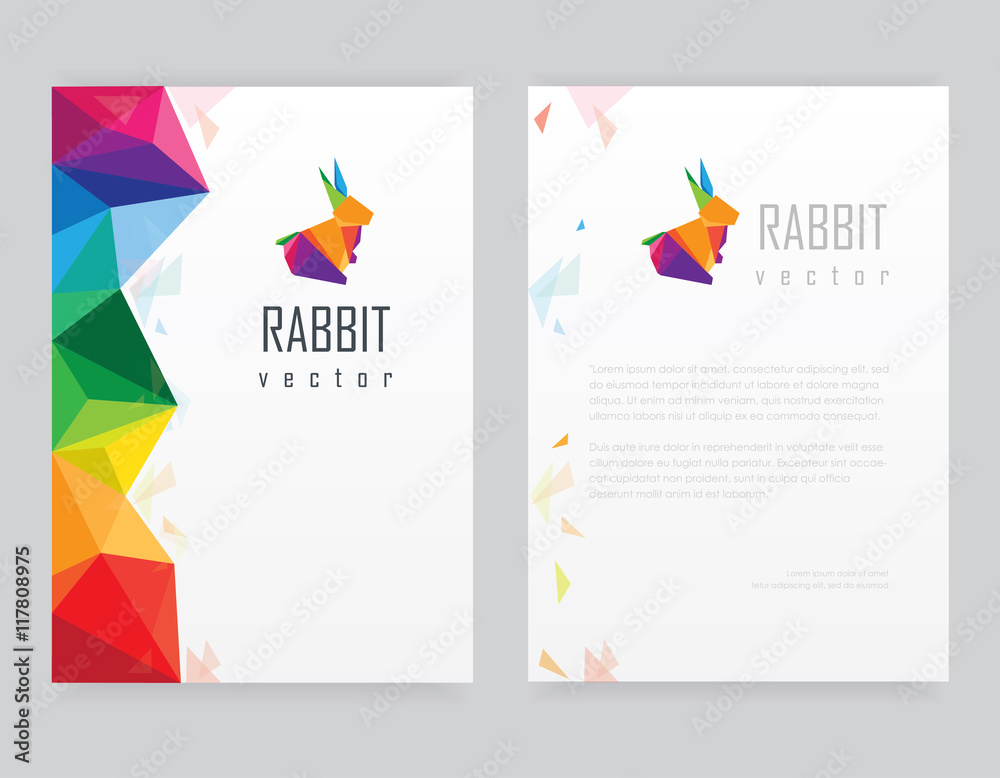 multicolored geometric polygonal letterhead template set with abstract ...