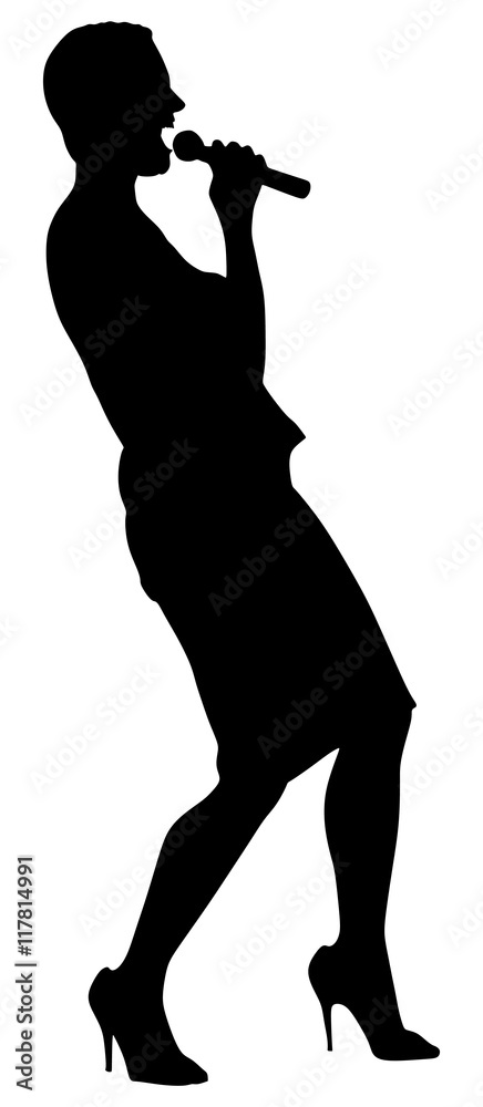 Popular singer super star vector silhouette illustration isolated on ...