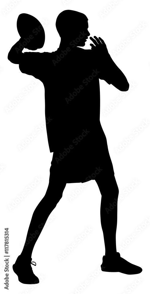 Rugby player boy vector silhouette illustration isolated on white ...