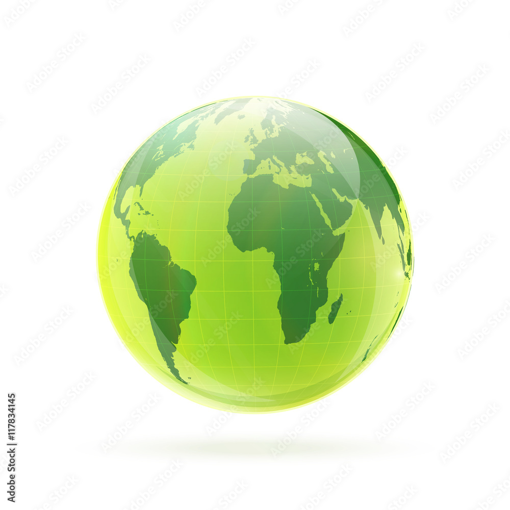 Green Earth globe isolated on white background Stock Vector | Adobe Stock