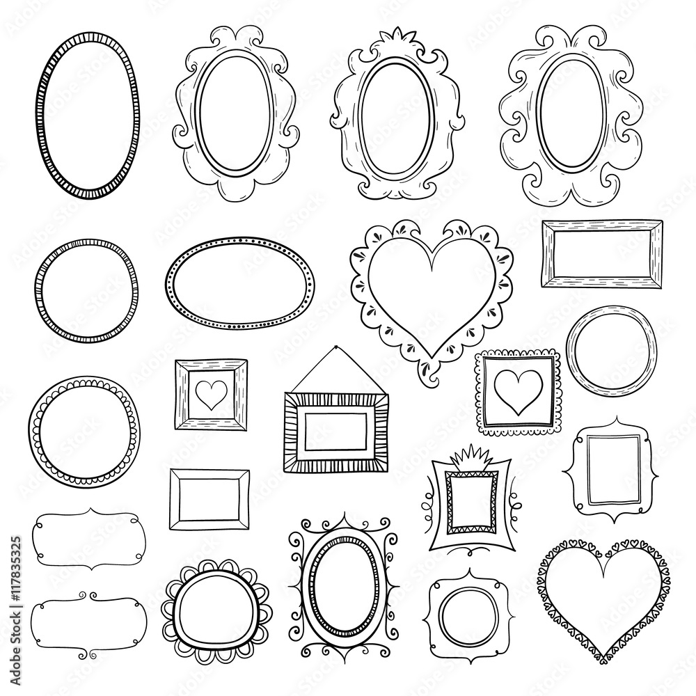 Vector picture frame, photoframes. Doodle vector illustration. Hand ...