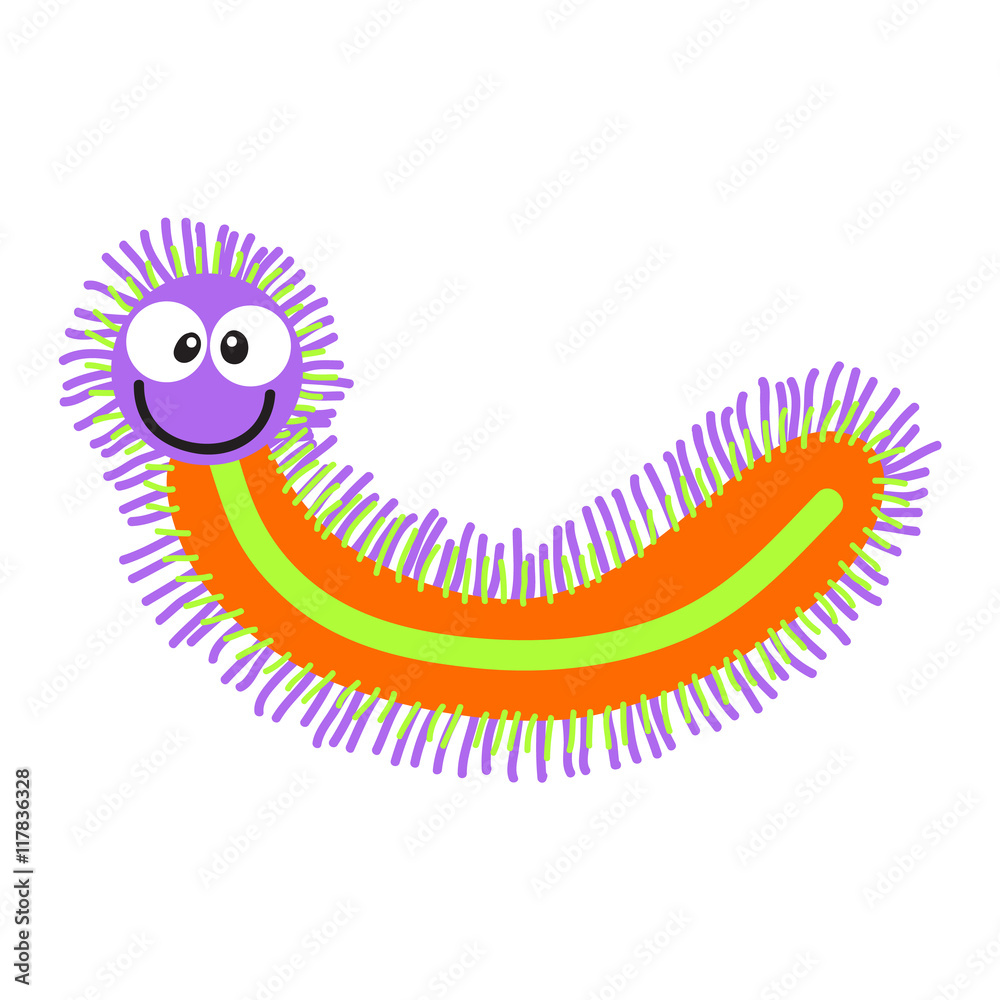 Cute hand drawn crawling caterpillar tree insect element funny little ...