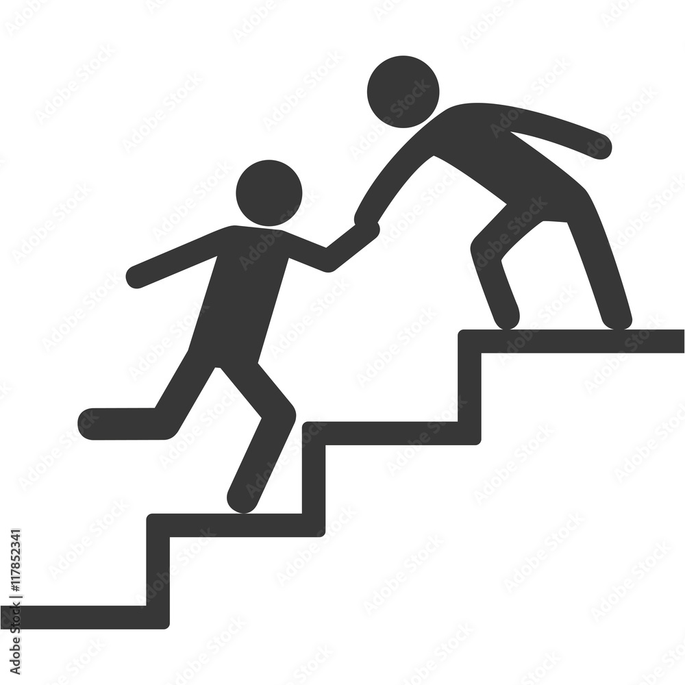 pictogram stairs human help support icon. Isolated and flat ...