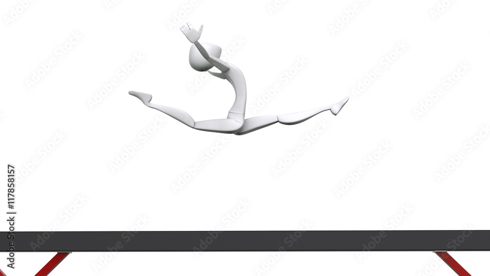 Gymnast girl - split leap - balance beam - 3D Illustration Stock Photo ...