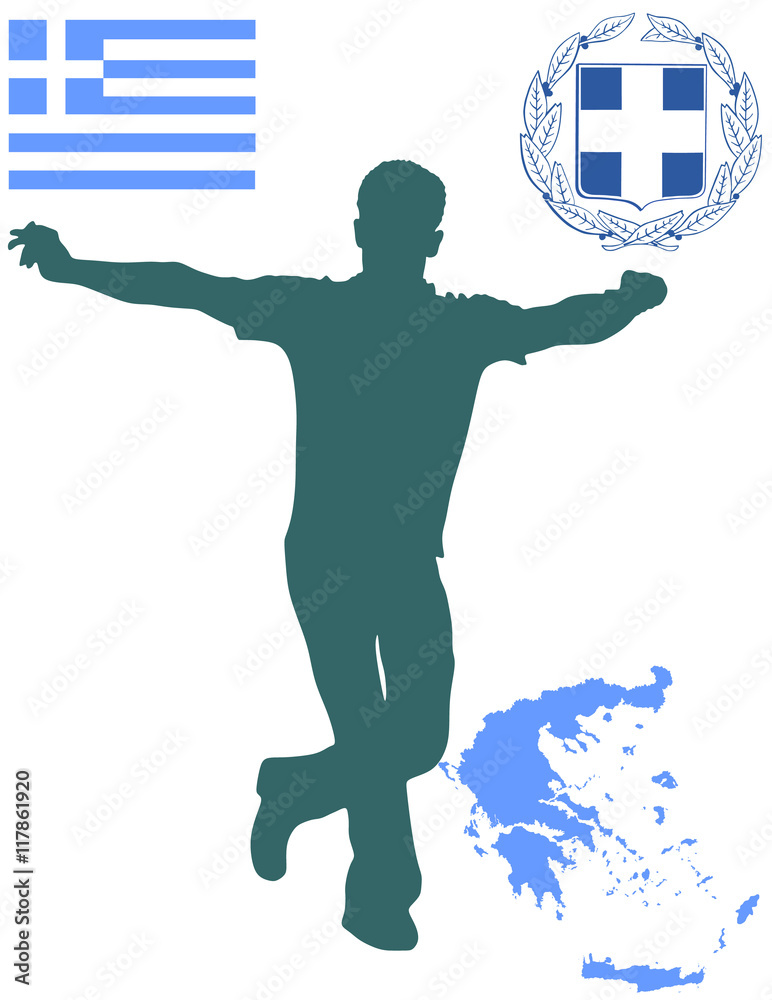 A Greek Evzone dancing vector silhouette isolated on white background ...