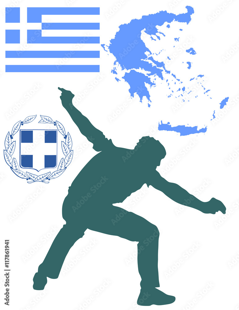 A Greek Evzone dancing vector silhouette isolated on white background ...