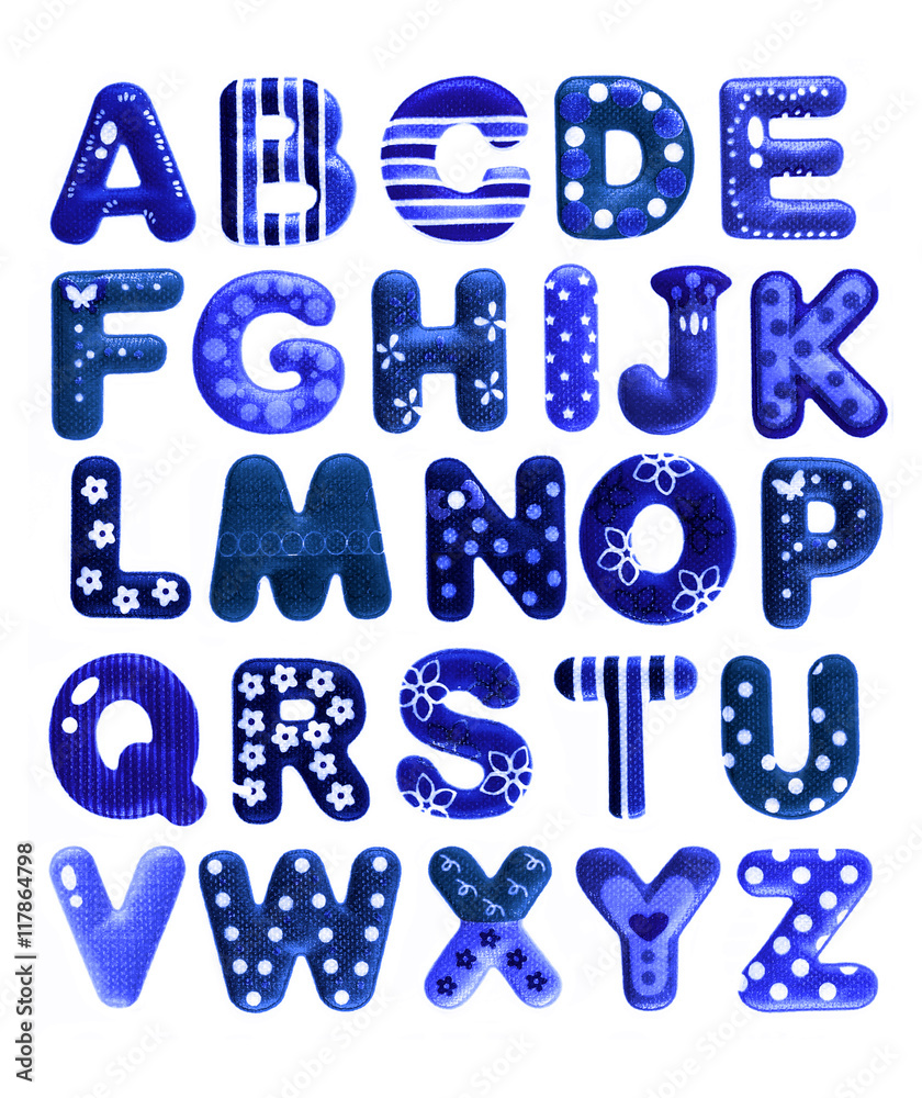 English dark blue alphabet isolated on white background Stock Photo ...
