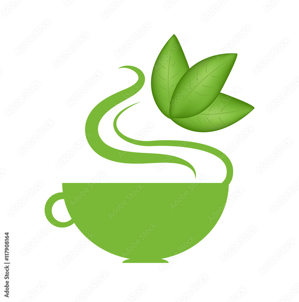 tea symbol logo green isolated vector Stock Vector | Adobe Stock
