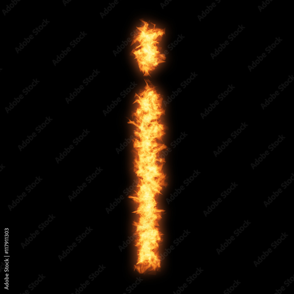 Lower case letter i with fire on black background- Helvetica font based ...