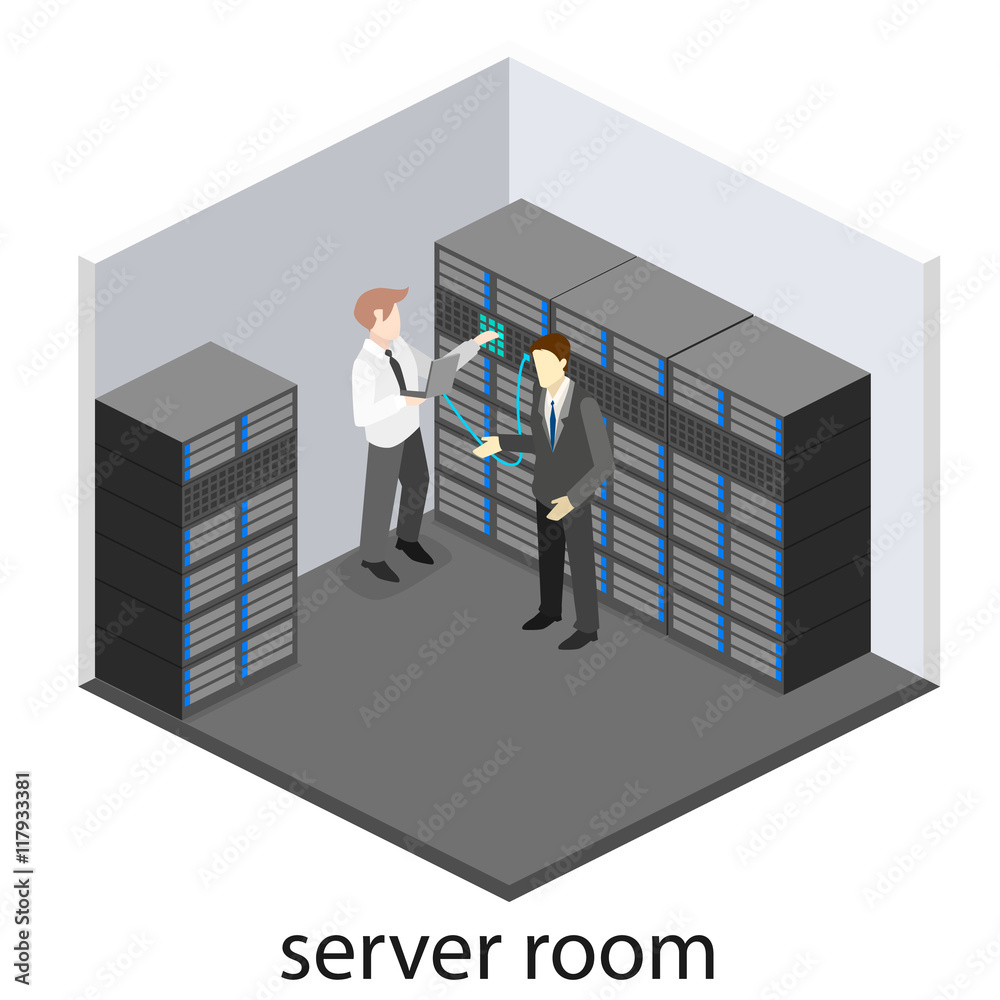 isometric interior of server room. Stock Vector | Adobe Stock