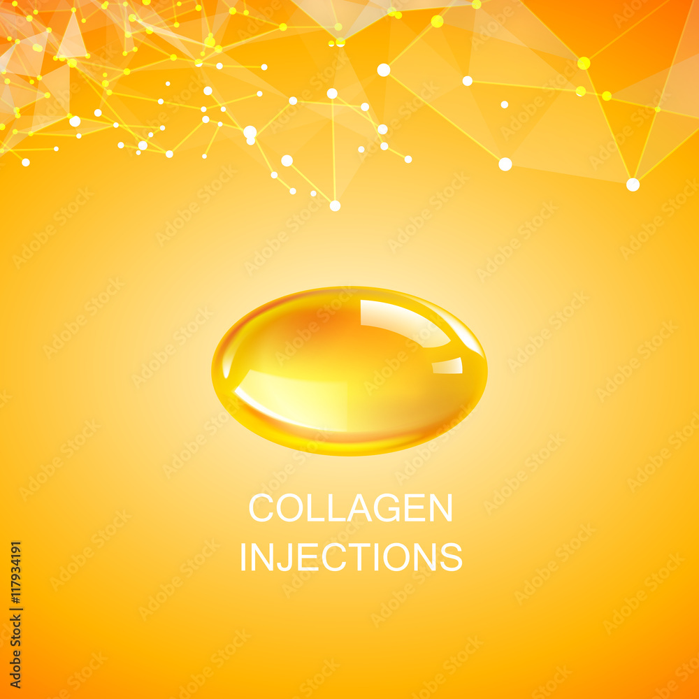 Collagen natural product label design for cosmetic surgery. Bright ...