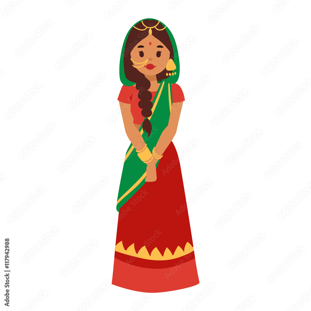 Vector illustration indian girl Stock Vector | Adobe Stock