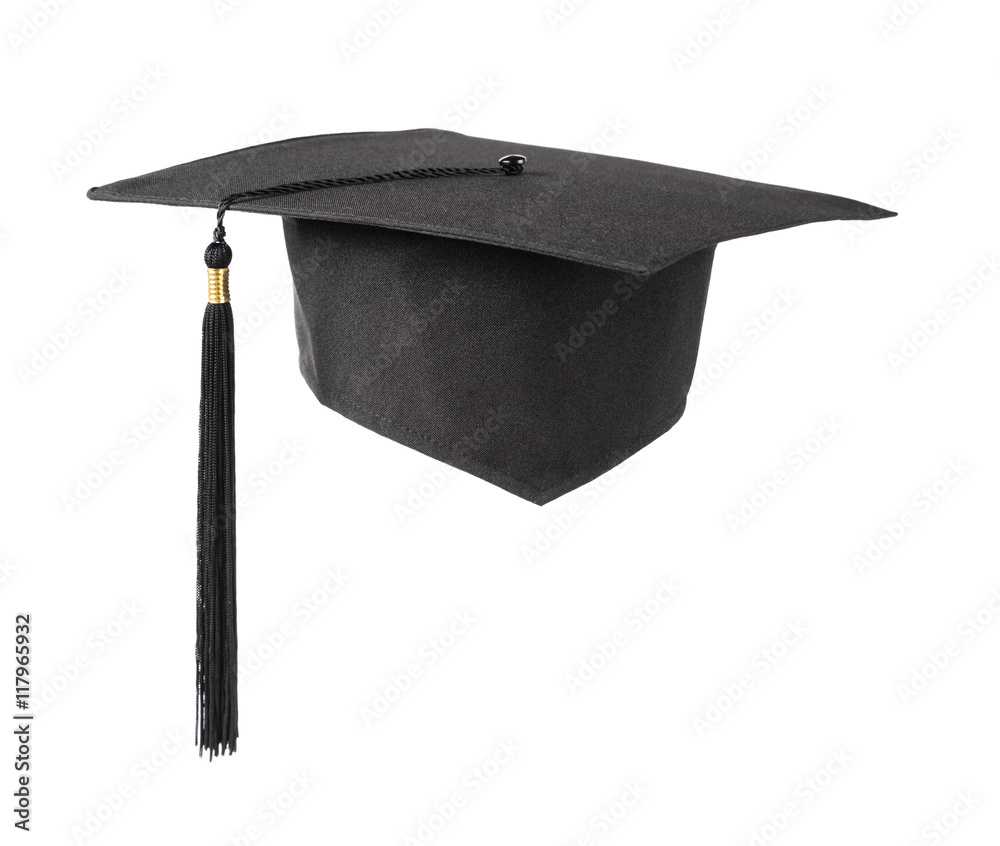 Graduation hat on white background Stock Photo | Adobe Stock