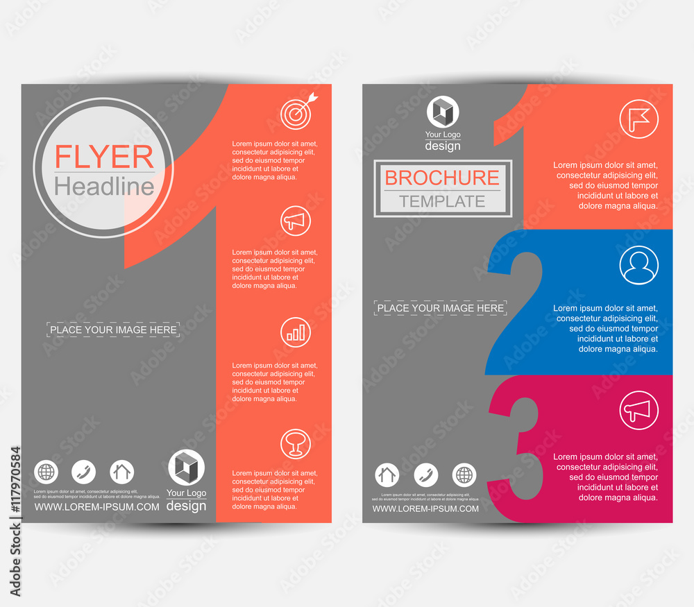 Number style cover layout annual report brochure flyer design template. Leaflet cover ...