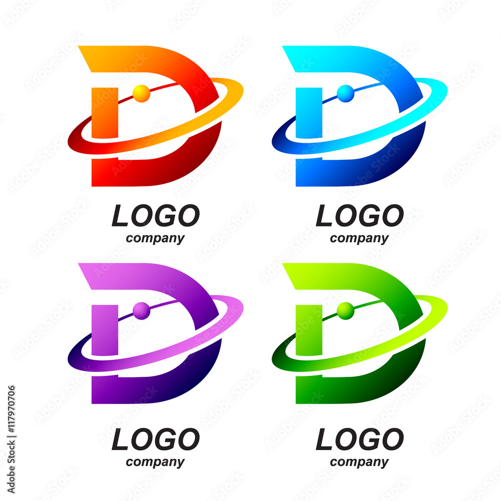 Abstract letter D round ring shape business logo design template.circle ...