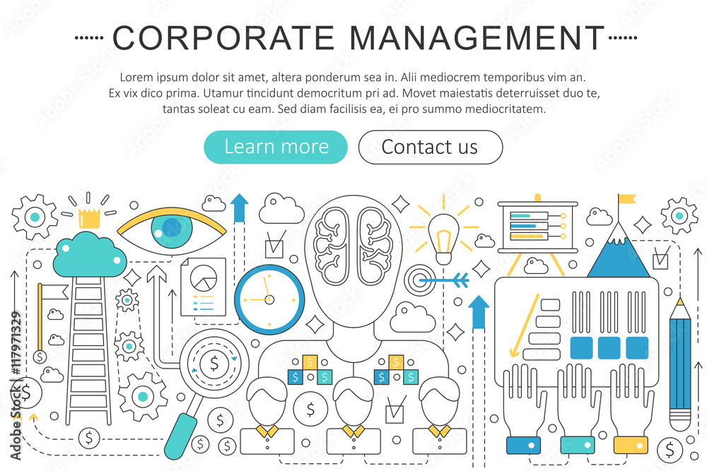 Vector elegant thin line flat modern Corporate business managment ...