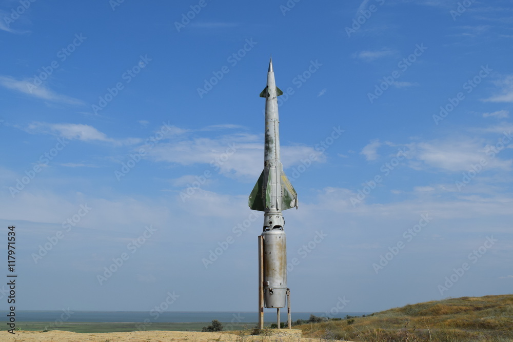Museum copy of the aircraft. Monument of fighter aircraft. Stock Photo ...
