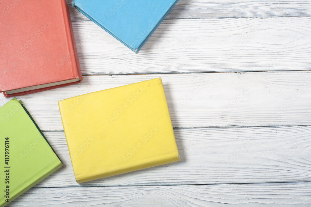 Stack of colorful books. Education background. Back to school. Copy ...