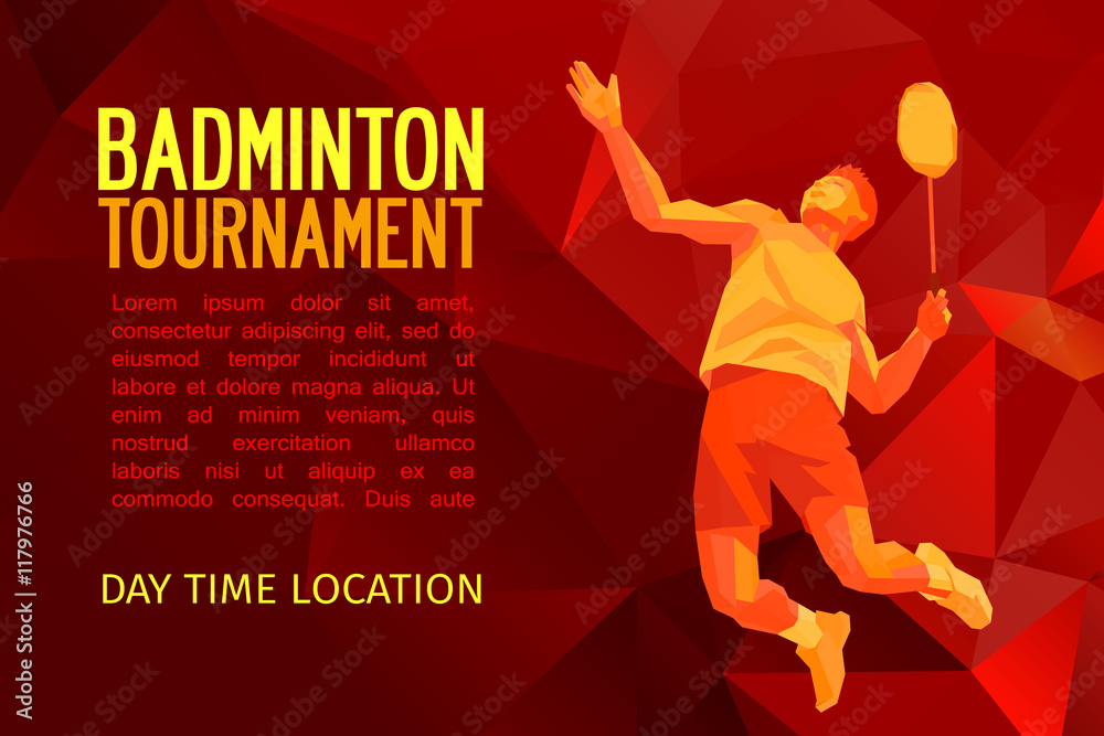 Professional badminton player, pattern design, vector illustration with ...