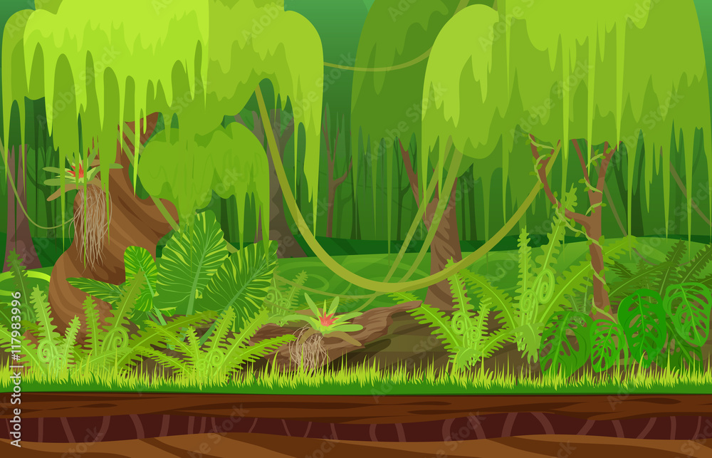 Cartoon Rainforest Trees