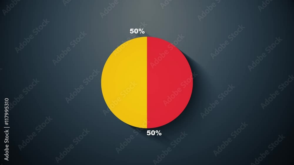 Pie chart indicated 50 and 50 percent, diagram for presentation. Stock ...