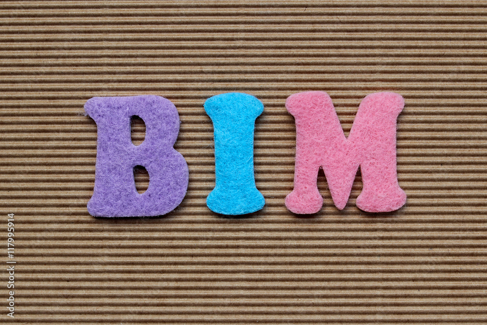 BIM (Building Information Modeling) acronym on cardboard background ...