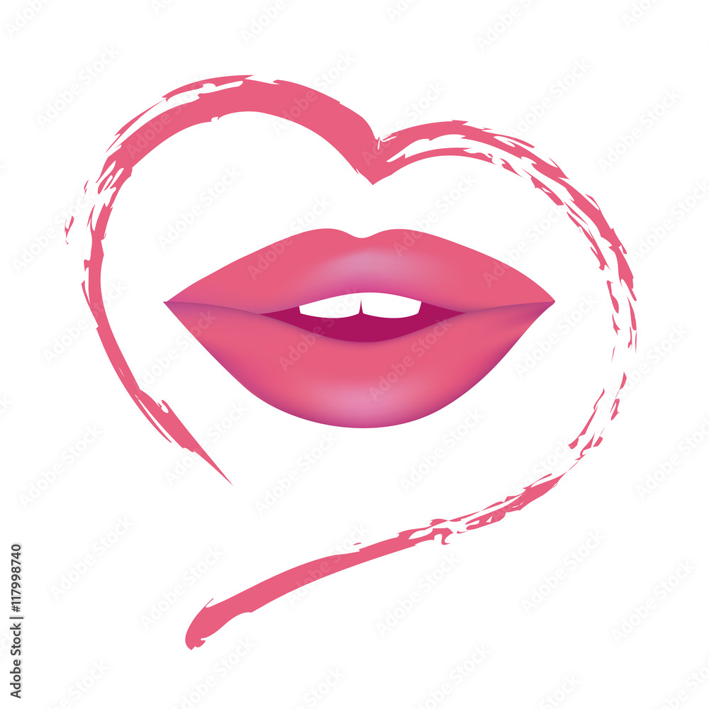 lips heart pink lipstick matte lip gloss make up Stock Vector | Adobe Stock