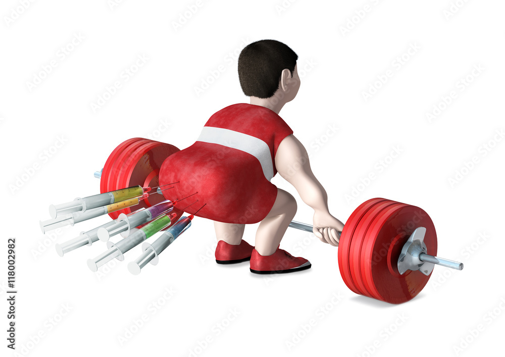 Gewichtheber mit Spritzen im Hintern Stock-Illustration | Adobe Stock