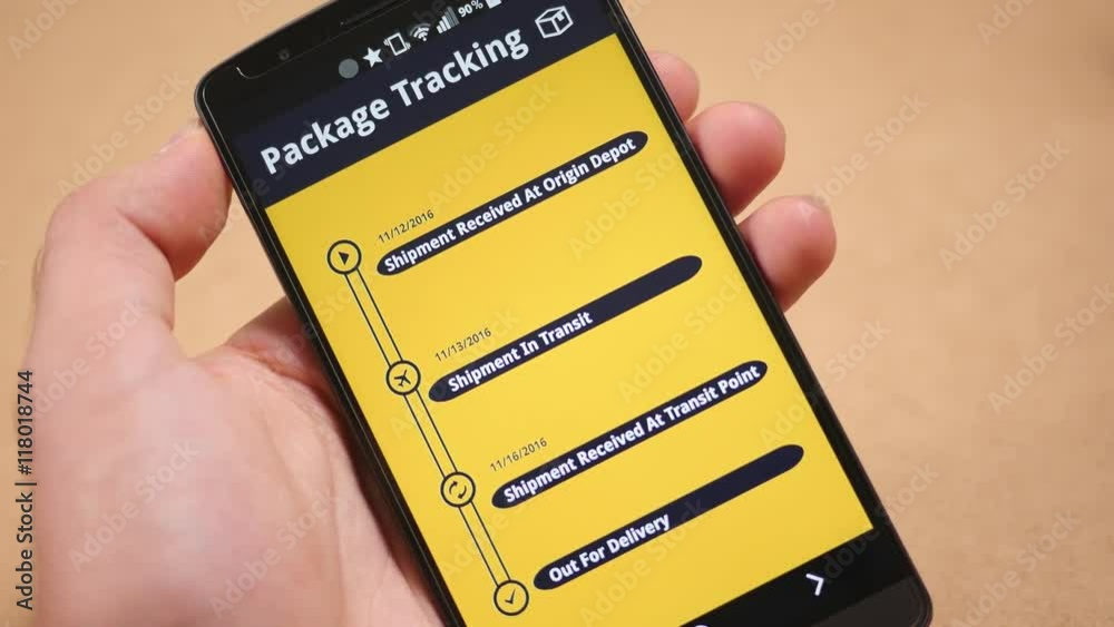 Tracking a parcel with the help of a smartphone app. Stock Video ...