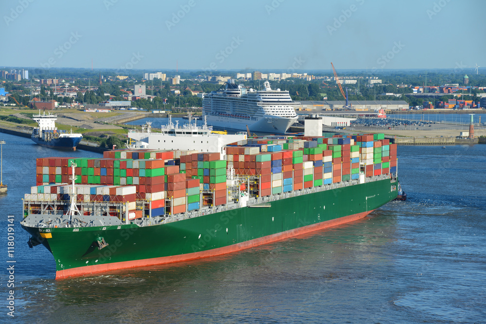 Containerschiff, Container, Schiffe, Schiff, Export, Import, Logistik ...