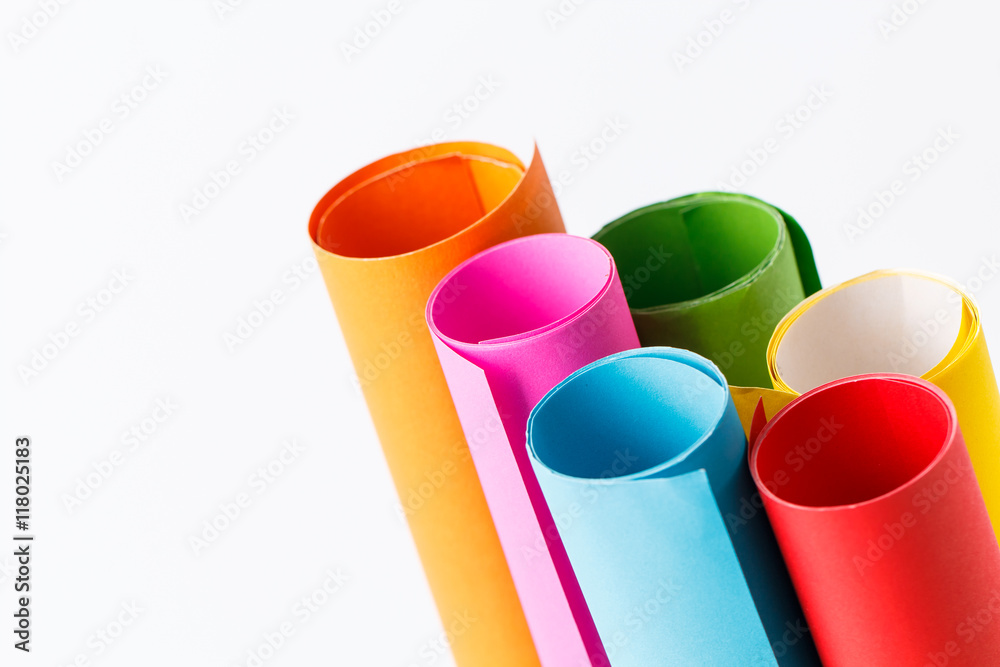 Rolls of color paper background Stock Photo | Adobe Stock