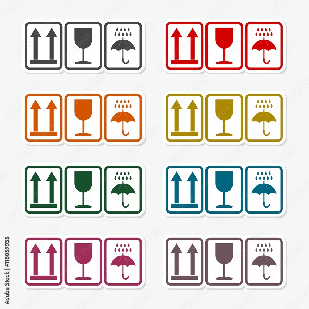 Carton fragile box markings Stock Vector | Adobe Stock