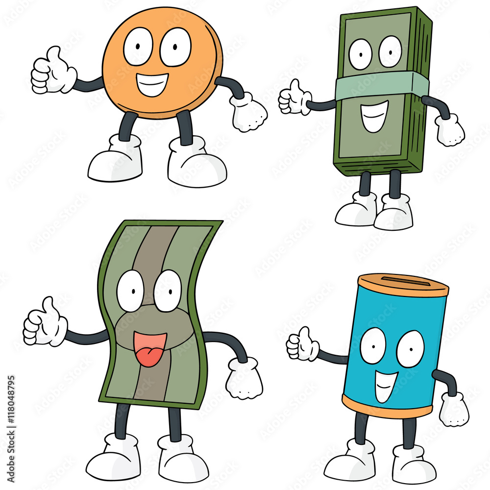 vector set of money cartoon Stock Vector | Adobe Stock