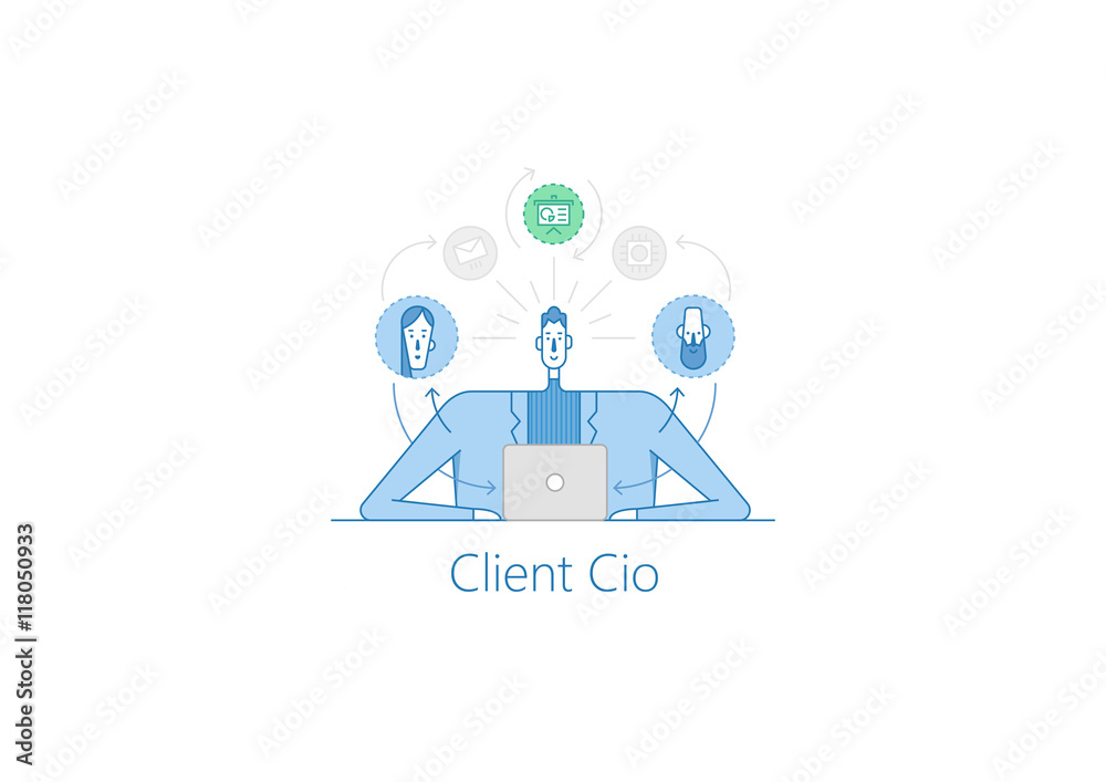 Vector outline illustration about client CIO, CEO outline illustration ...