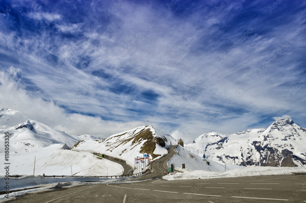 Beautiful view of Alps mountains. Spring in National Park Hohe Tauern ...