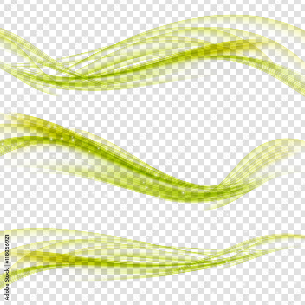 Abstract Green Wave Set on Transparent Background. Vector Illus Stock ...