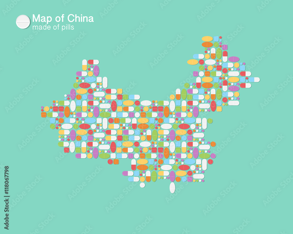 Map of China made of pills Stock Vector | Adobe Stock