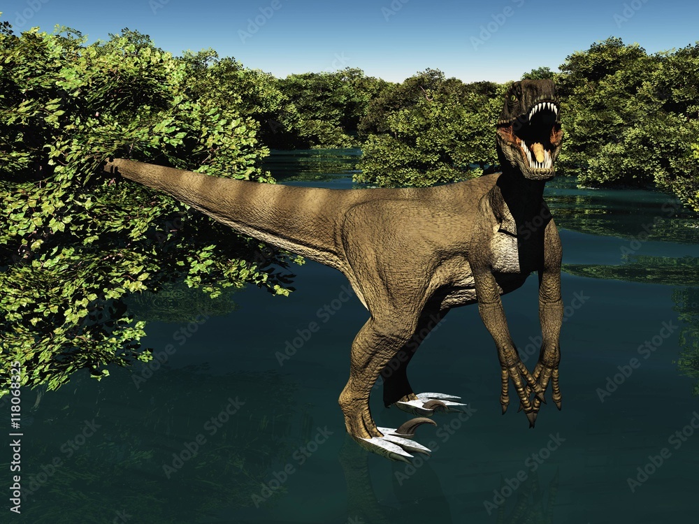 Velociraptor the dinosaur 3d rendering Stock Illustration | Adobe Stock