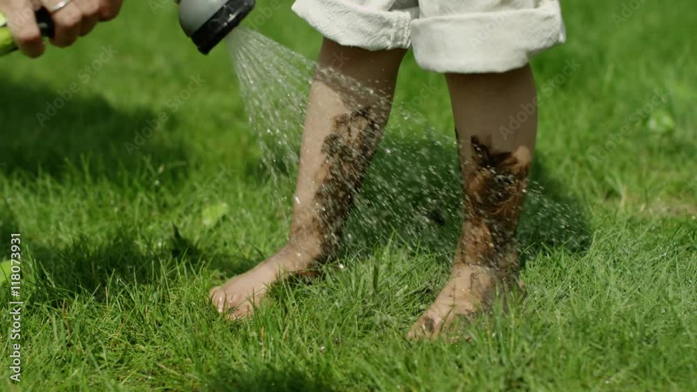 washing dirty legs Stock Video | Adobe Stock