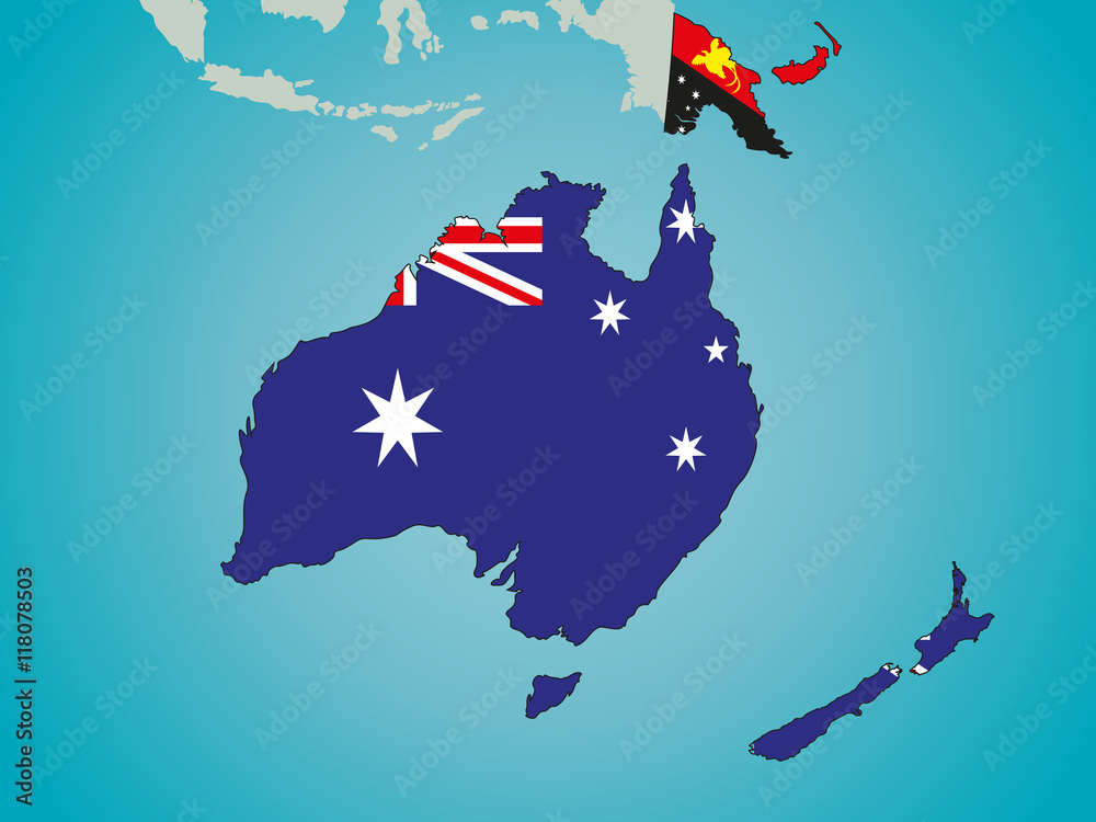 political map of australia with the flags Stock Vector | Adobe Stock