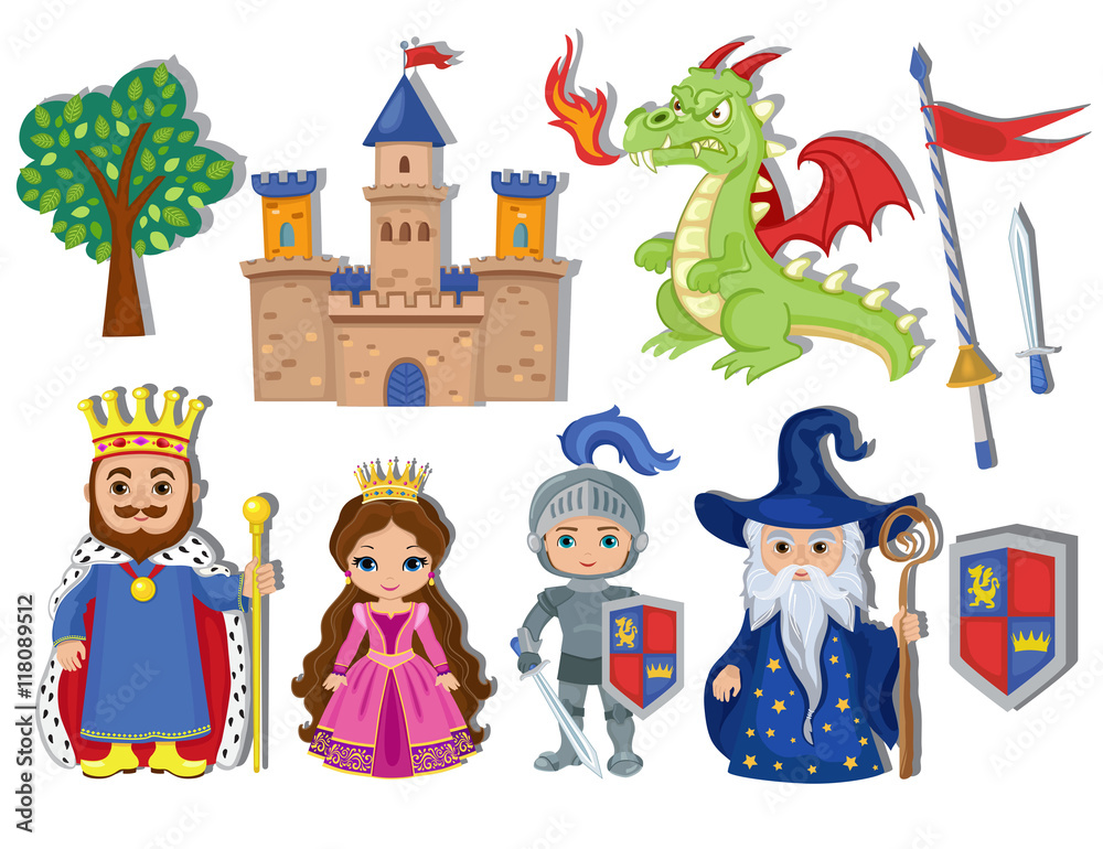 Vector set of medieval fairy tale element icons. Stock Vector | Adobe Stock