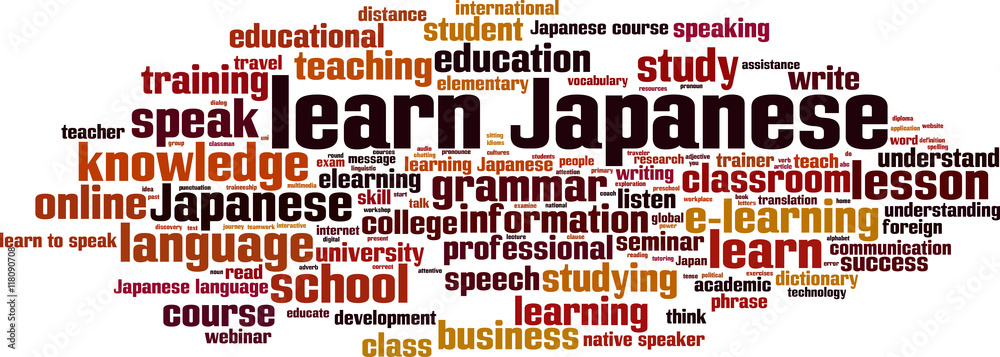 Learn Japanese word cloud concept. Vector illustration Stock Vector ...