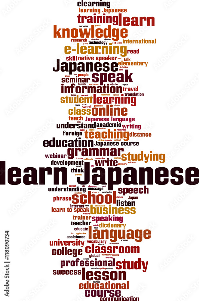 Learn Japanese word cloud concept. Vector illustration Stock Vector ...