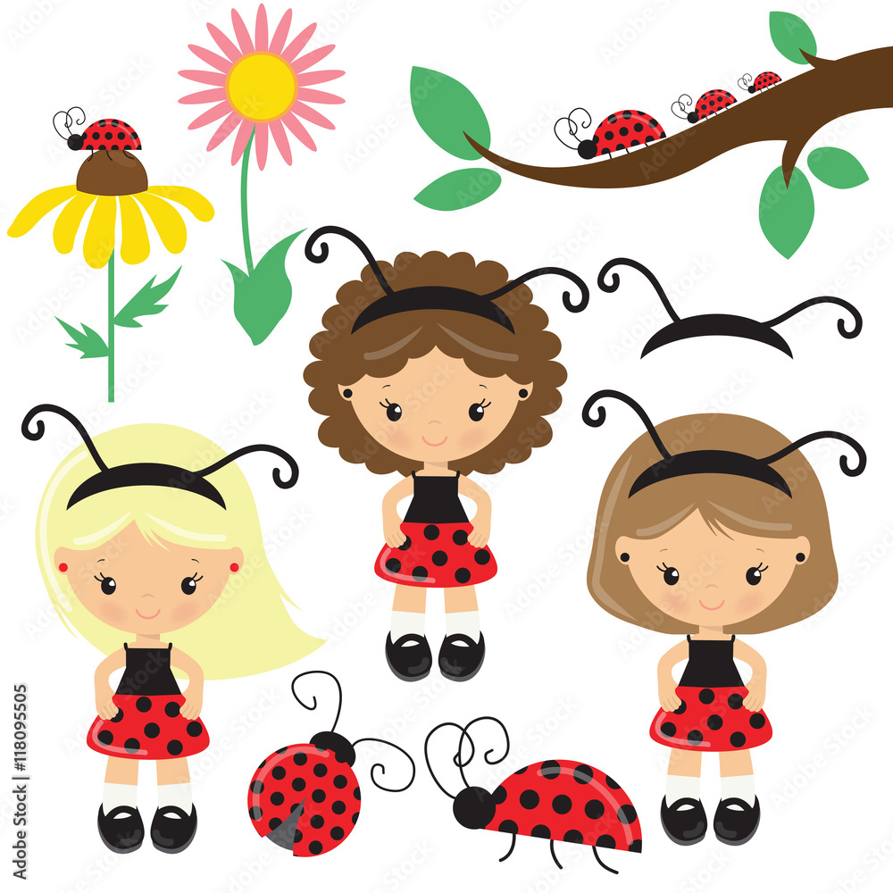 Pretty ladybug girl vector illustration Stock Vector | Adobe Stock