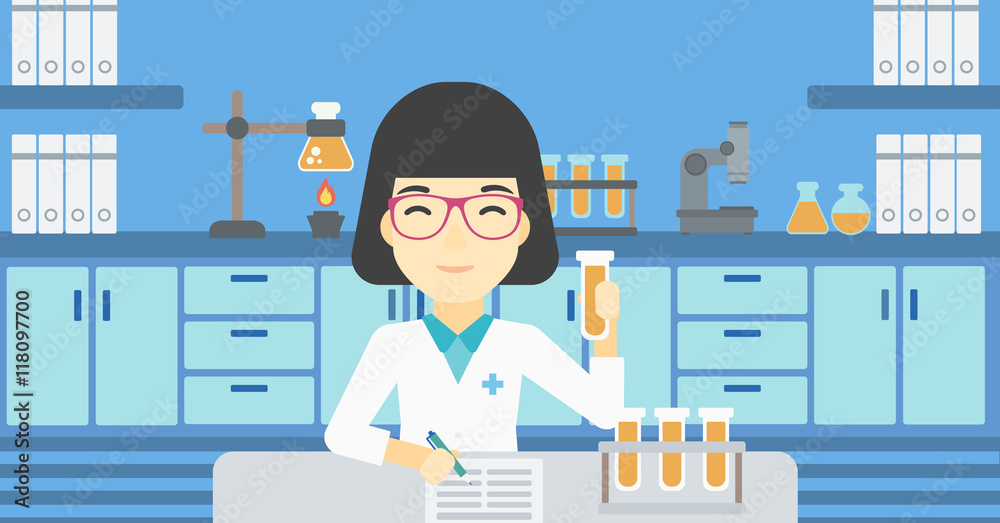 Laboratory assistant working vector illustration. Stock Vector | Adobe ...